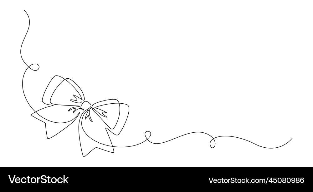 One continuous line drawing of gift ribbon bow Vector Image