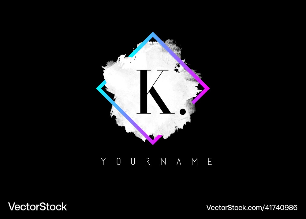 Purple k letter logo design with white stroke Vector Image
