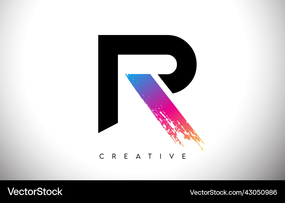 R brush stroke artistic letter logo design Vector Image