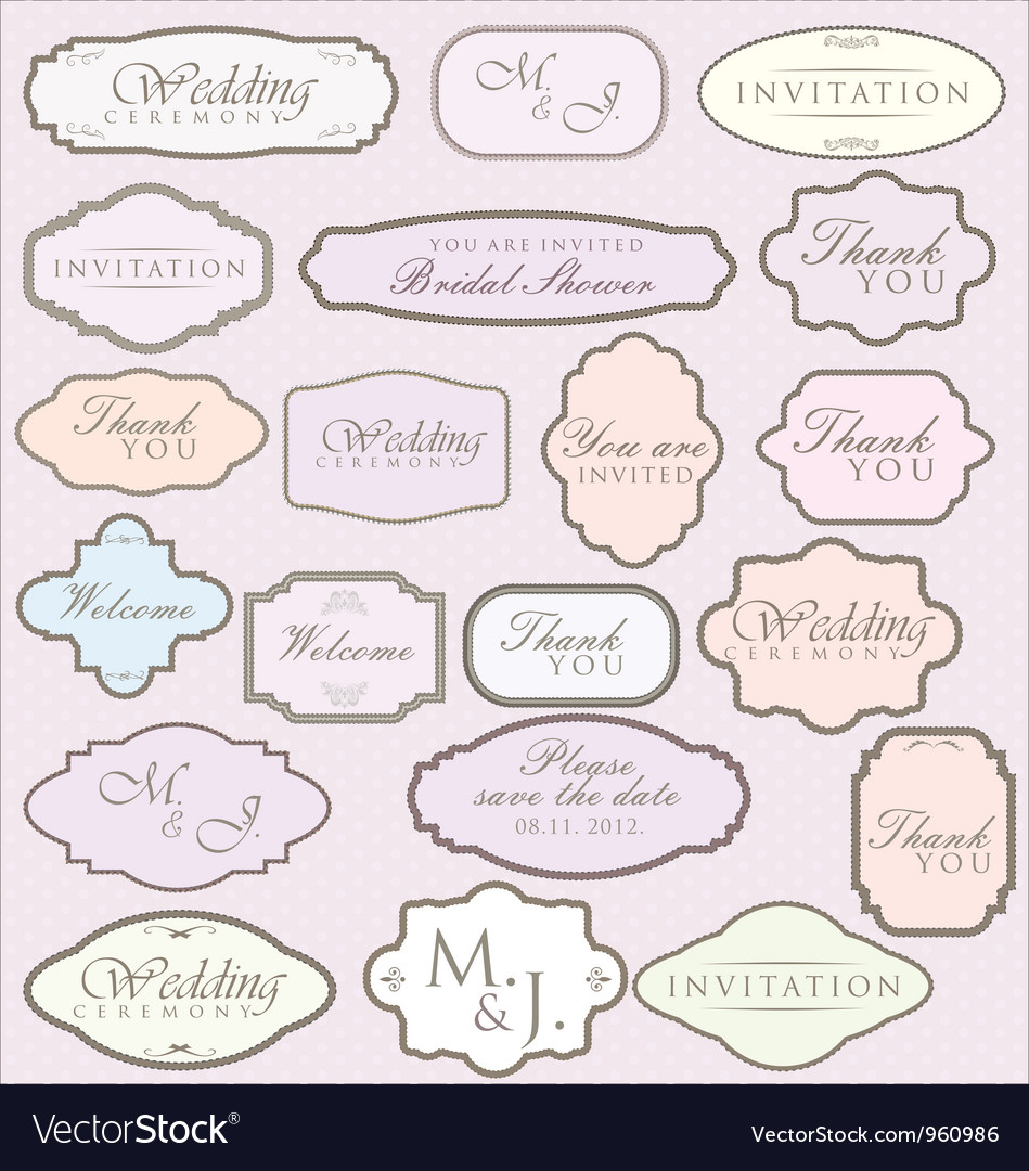 Wedding Frame Set Royalty Free Vector Image - VectorStock