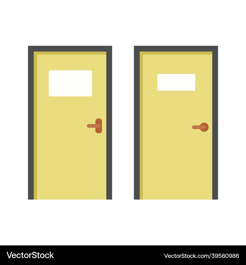Yellow door closed with empty door sign dummy Vector Image