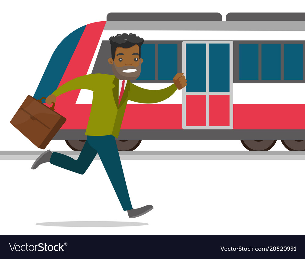 A man catching missing train Royalty Free Vector Image