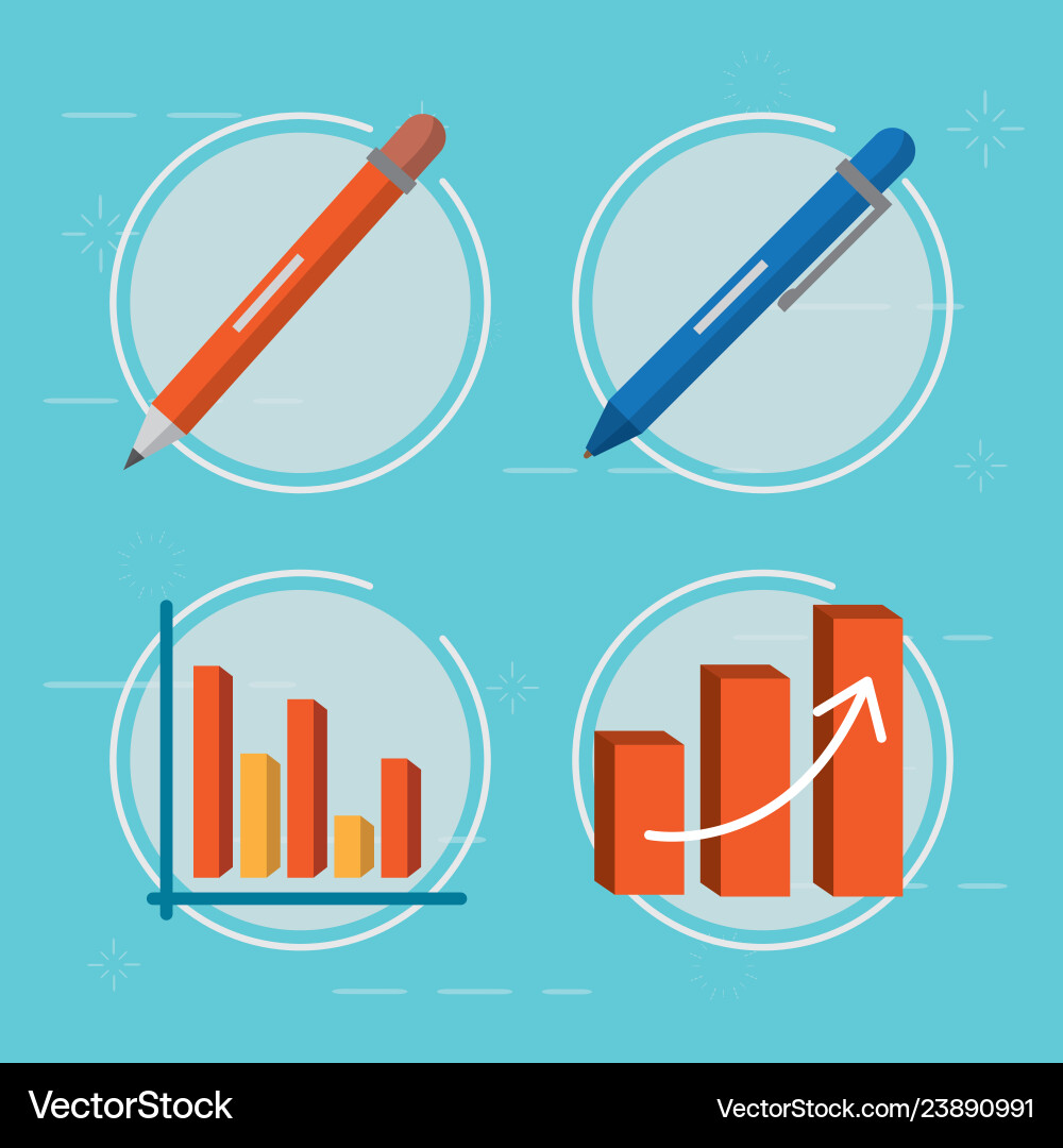 Business diagram statistics pencil pen Royalty Free Vector