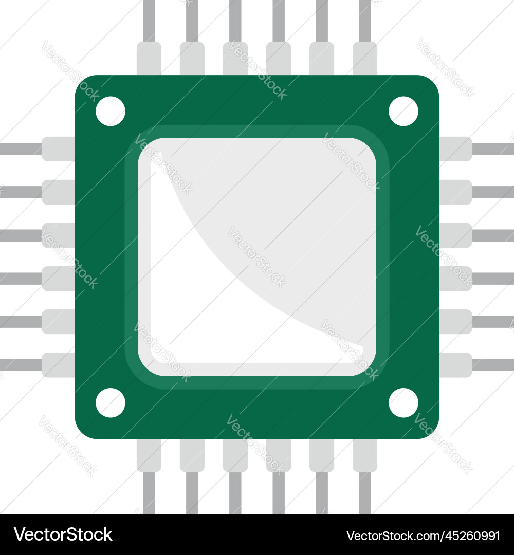 Central processor icon flat chip circuit Vector Image
