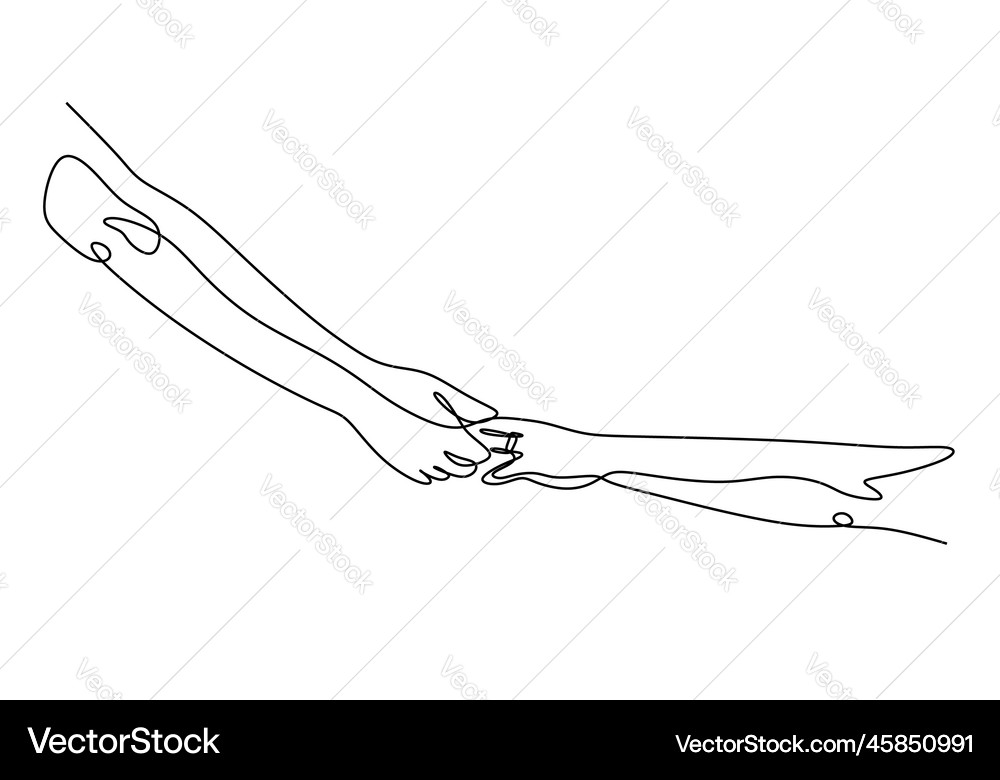 Continuous one line drawing of holding hands Vector Image