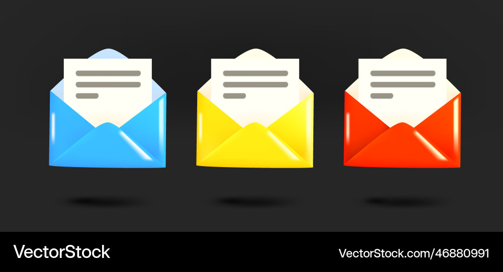 Different color letter icons collection 3d Vector Image