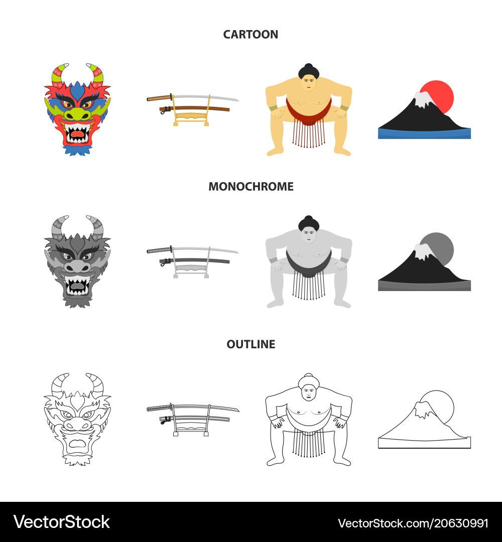 Dragon mask katano a man is a sumo player Vector Image