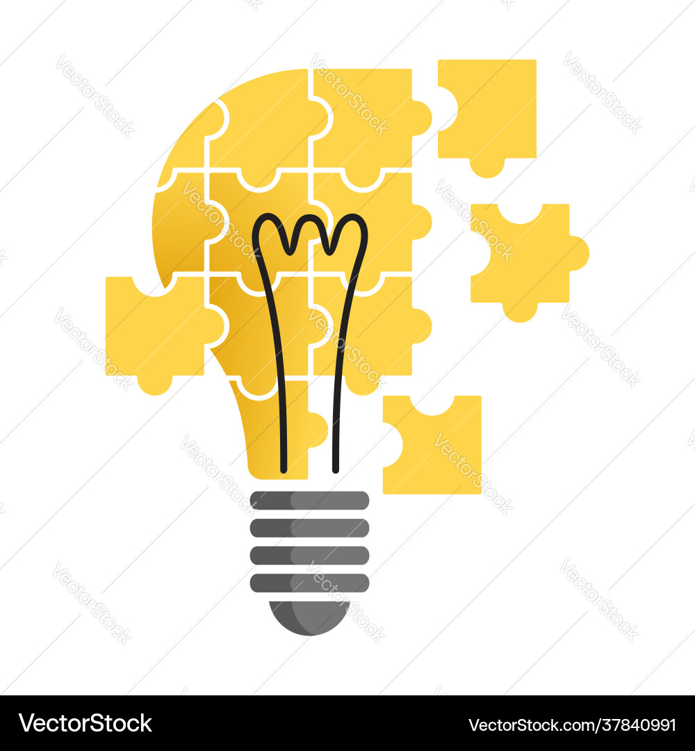 Electric lamp collecting from jigsaw puzzle Vector Image