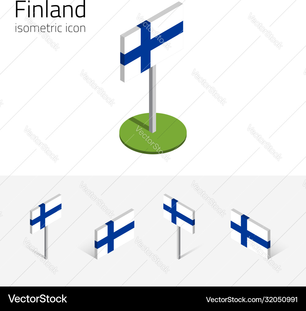Finland flag set 3d isometric icons Royalty Free Vector