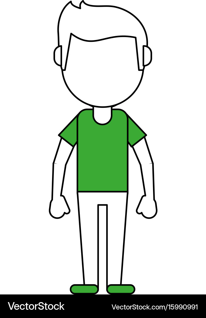Flat line man with hint color over white Vector Image