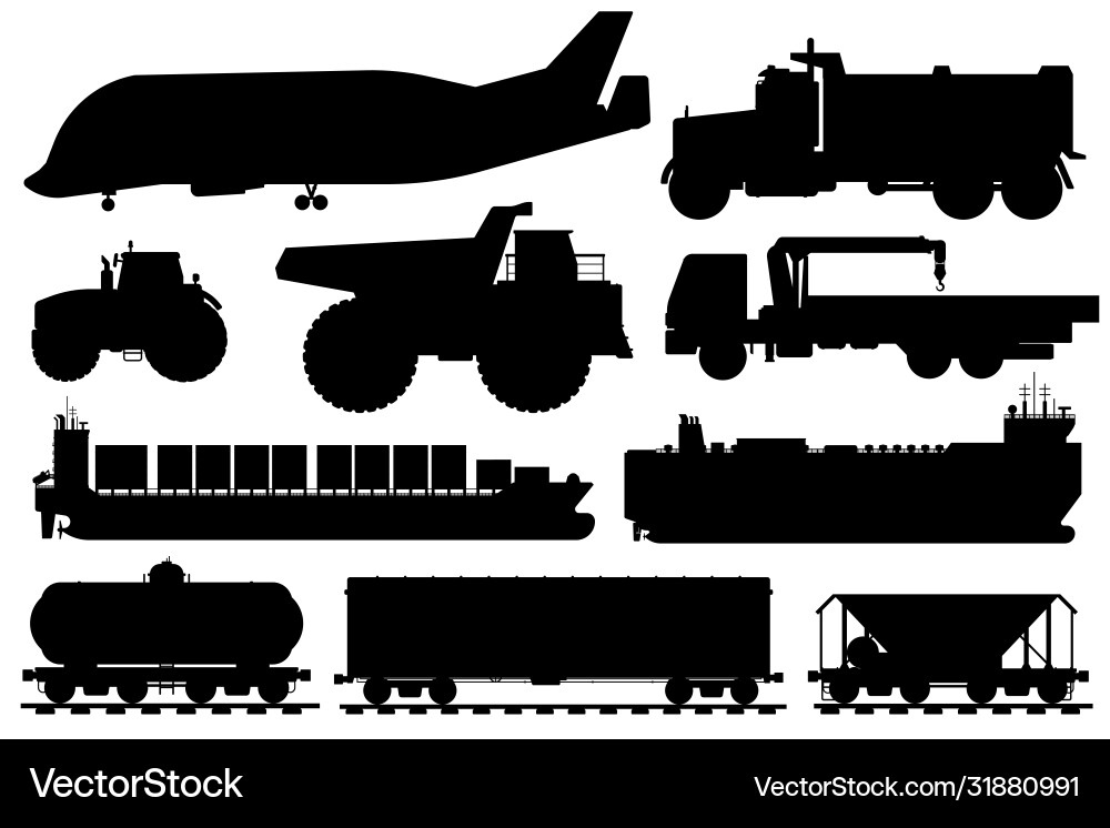 Freight shipping set cargo shipping vehicle Vector Image