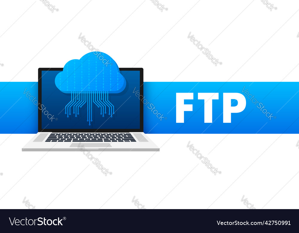 Ftp file transfer icon on laptop technology Vector Image
