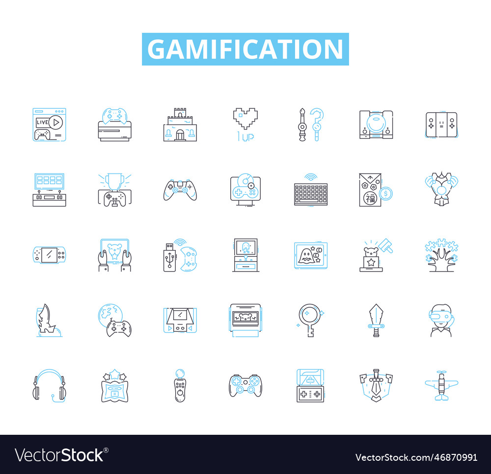 Gamification linear icons set incentives rewards Vector Image