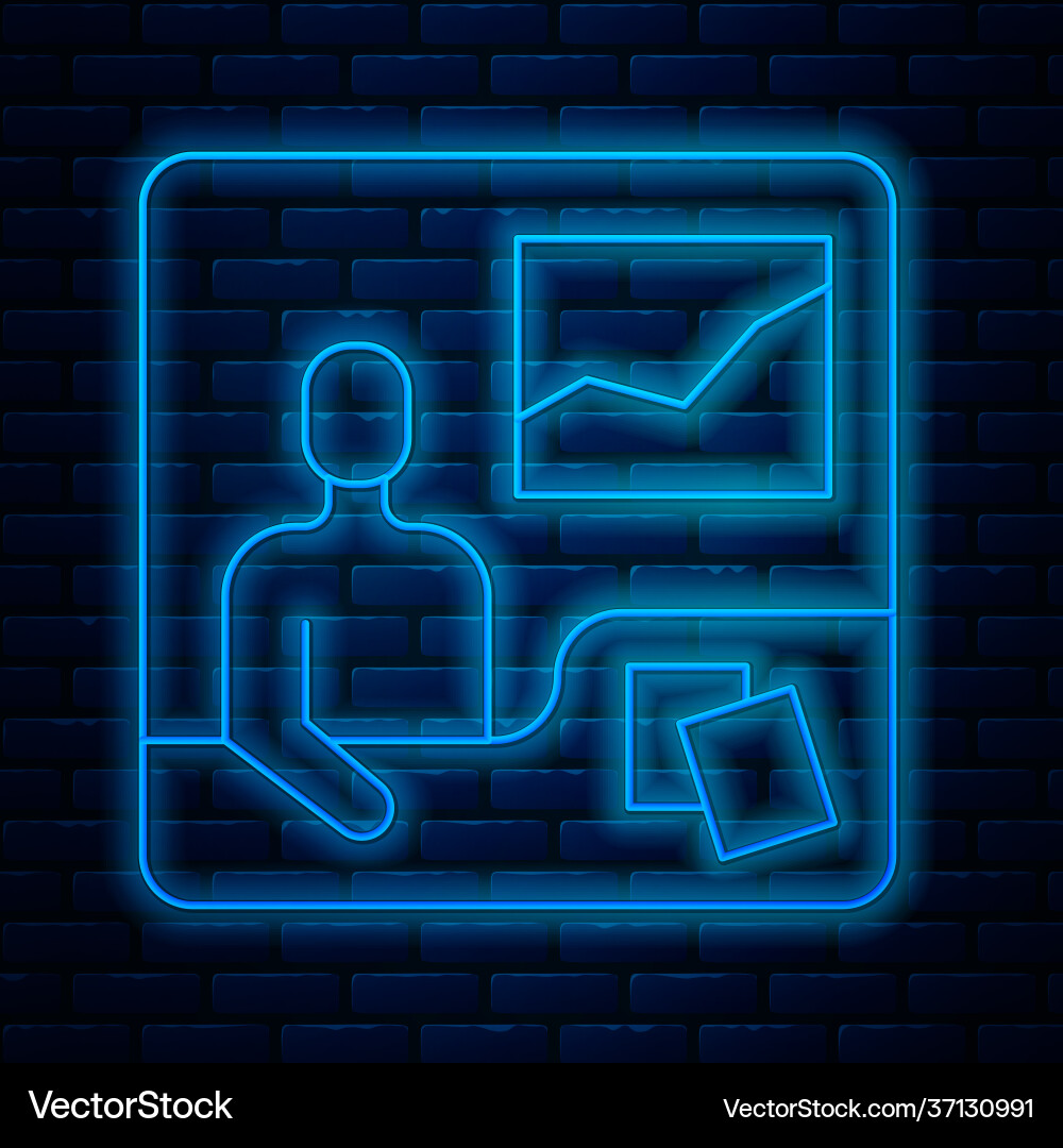 Glowing neon line trading courses icon isolated Vector Image