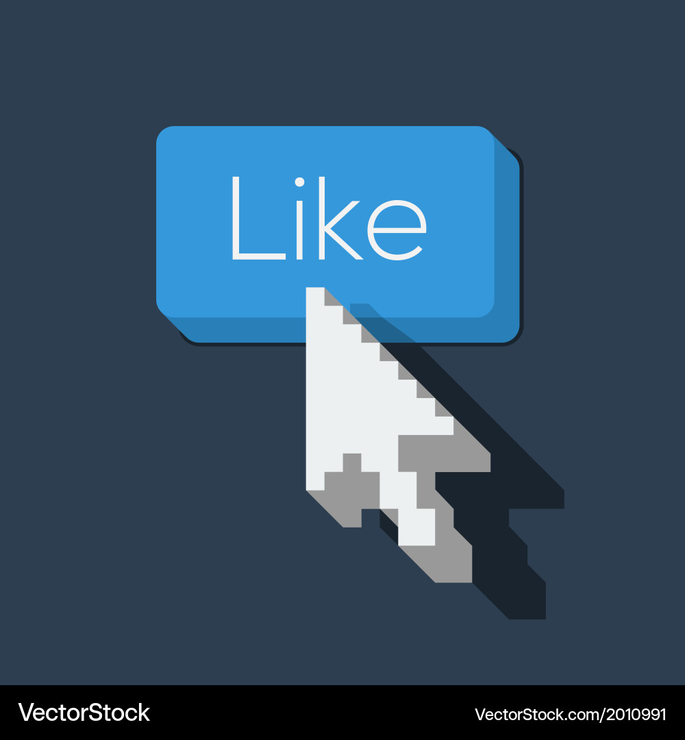Like us button with arrow shaped cursor Royalty Free Vector