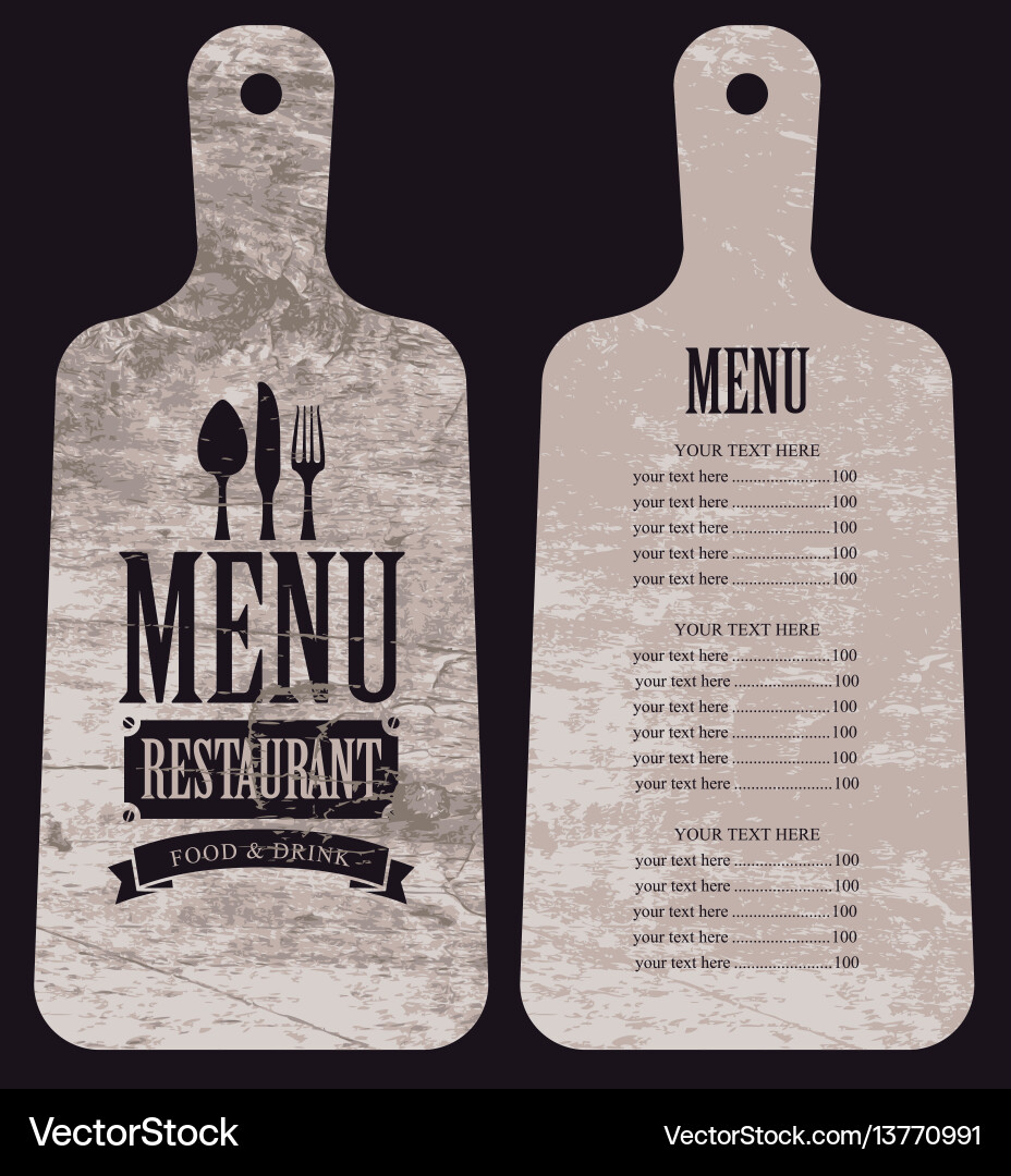Menu for the restaurant in form cutting board Vector Image