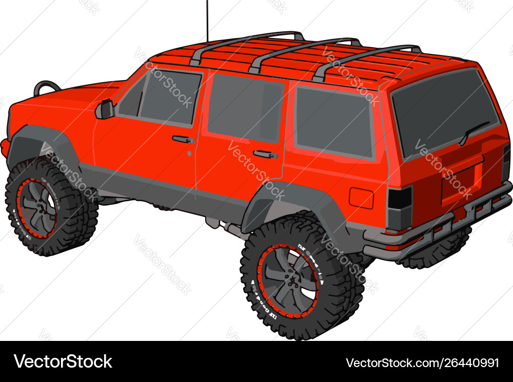 Red off road vehicle on white background Vector Image
