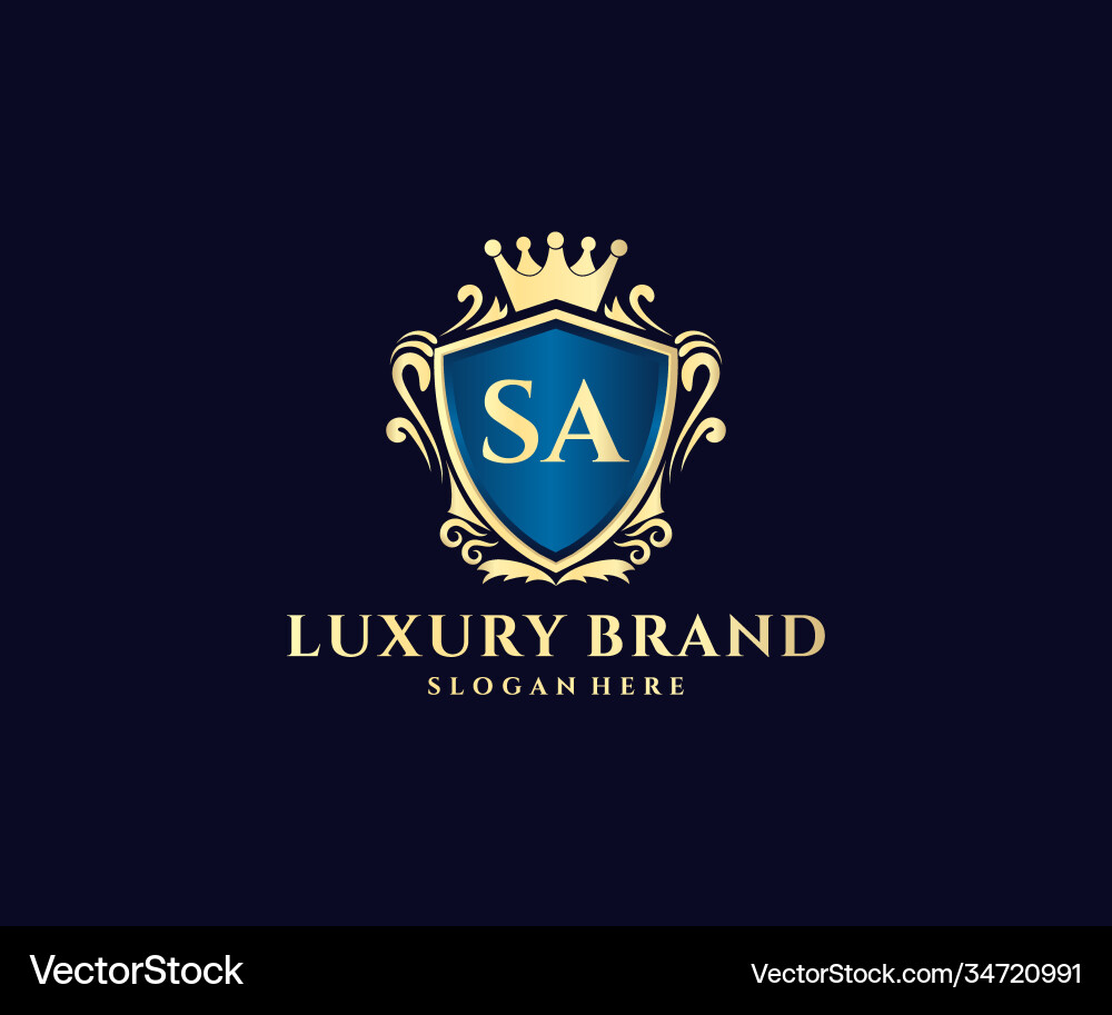 Sa initial letter gold calligraphic feminine Vector Image
