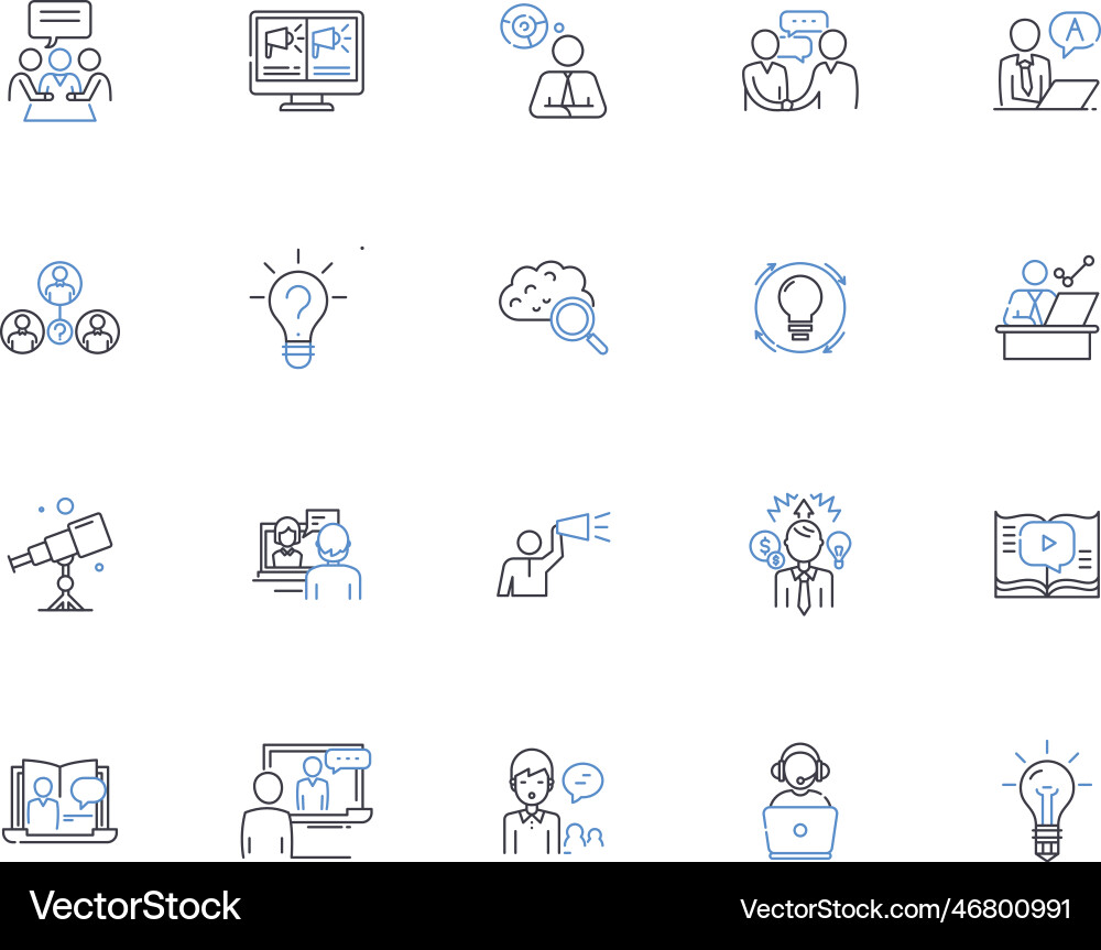 Scrutinizing and feedback line icons collection Vector Image