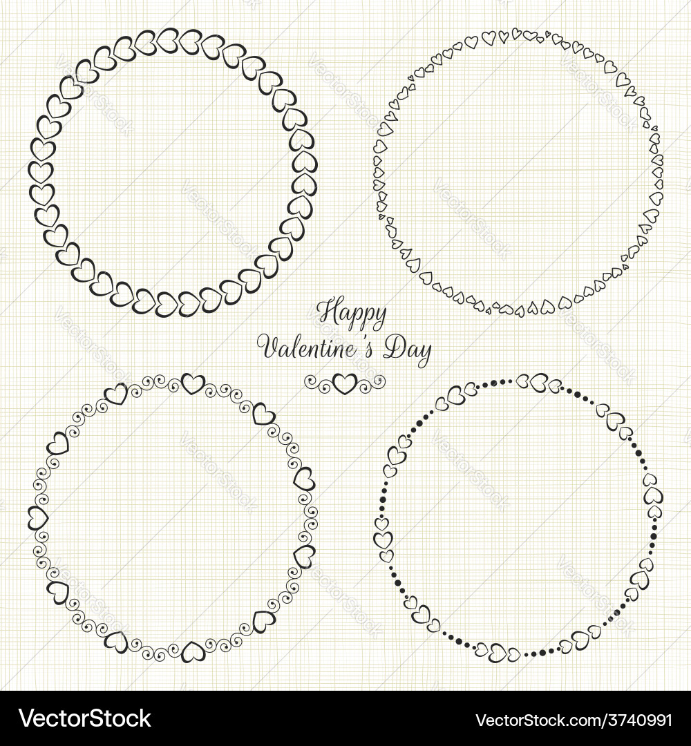 Set of circle cute frames for the st valentines Vector Image