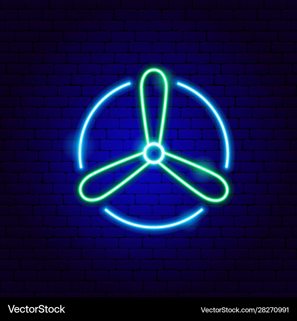 Wind turbine neon sign Royalty Free Vector Image