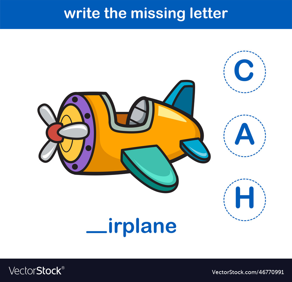 Write the missing letter Royalty Free Vector Image