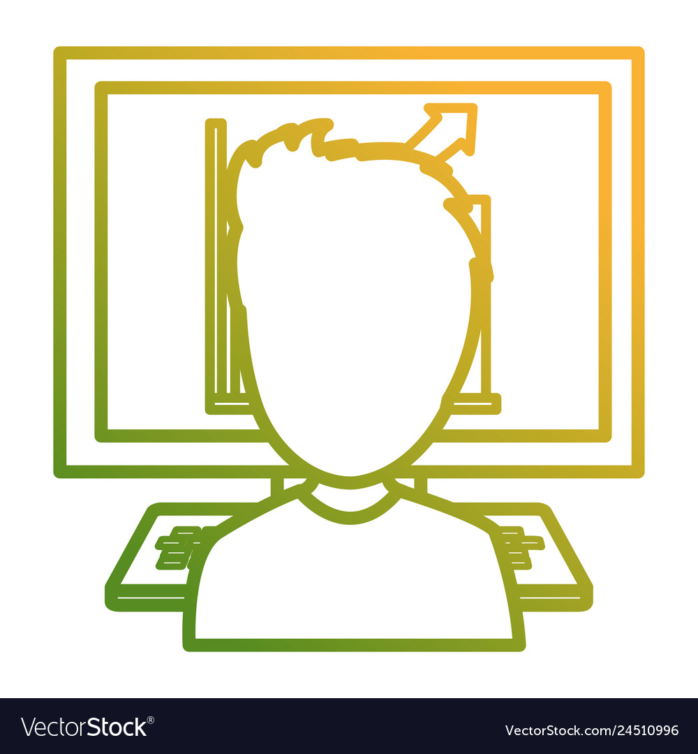 Businessman working in computer character Vector Image