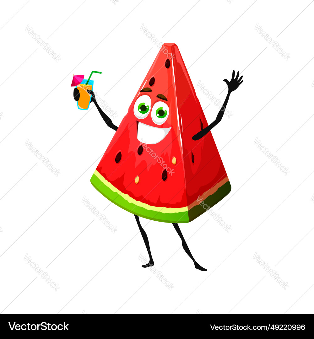 Cartoon watermelon piece cheerful character Vector Image