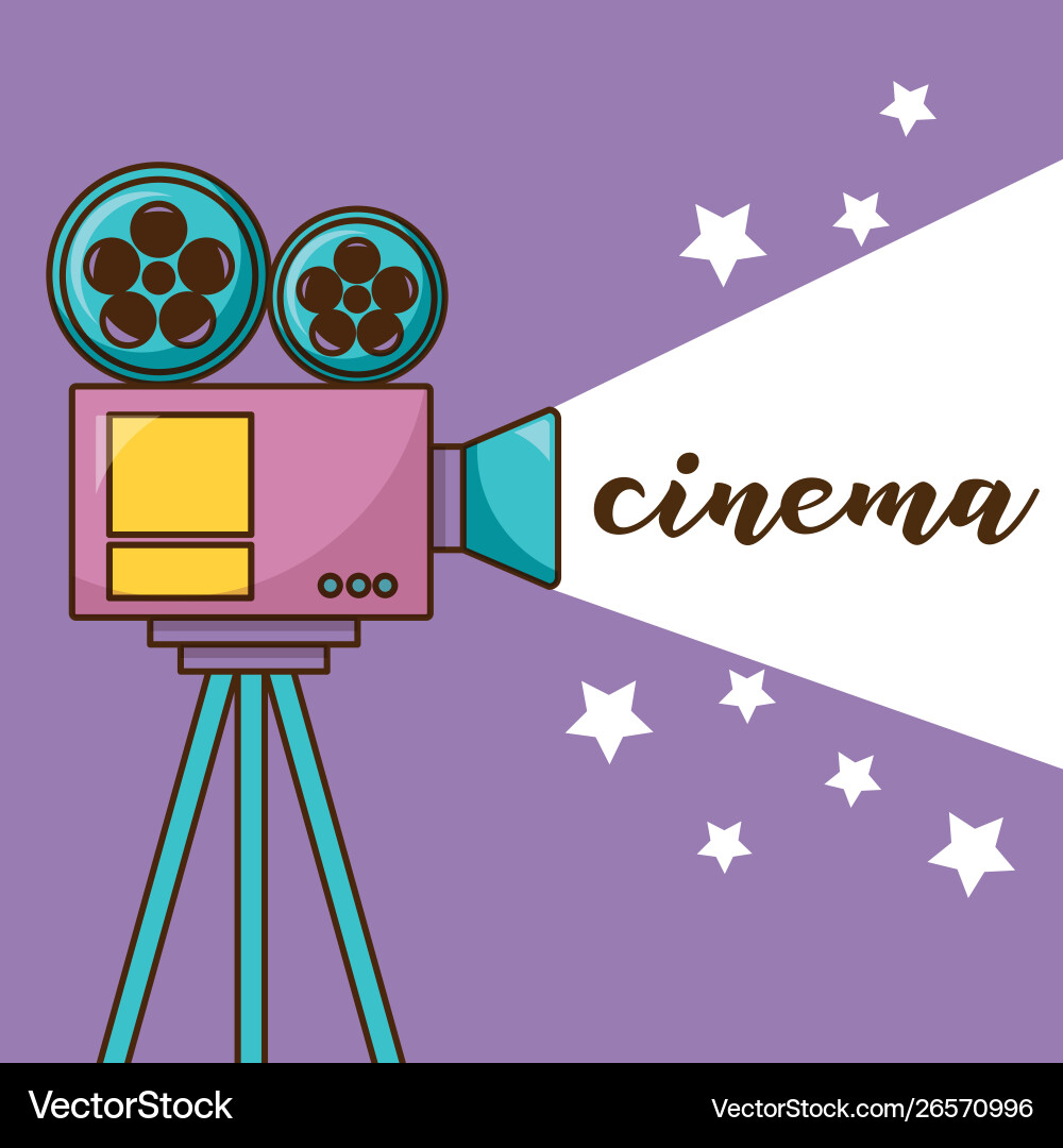 Cinema videocamera over purple background design Vector Image