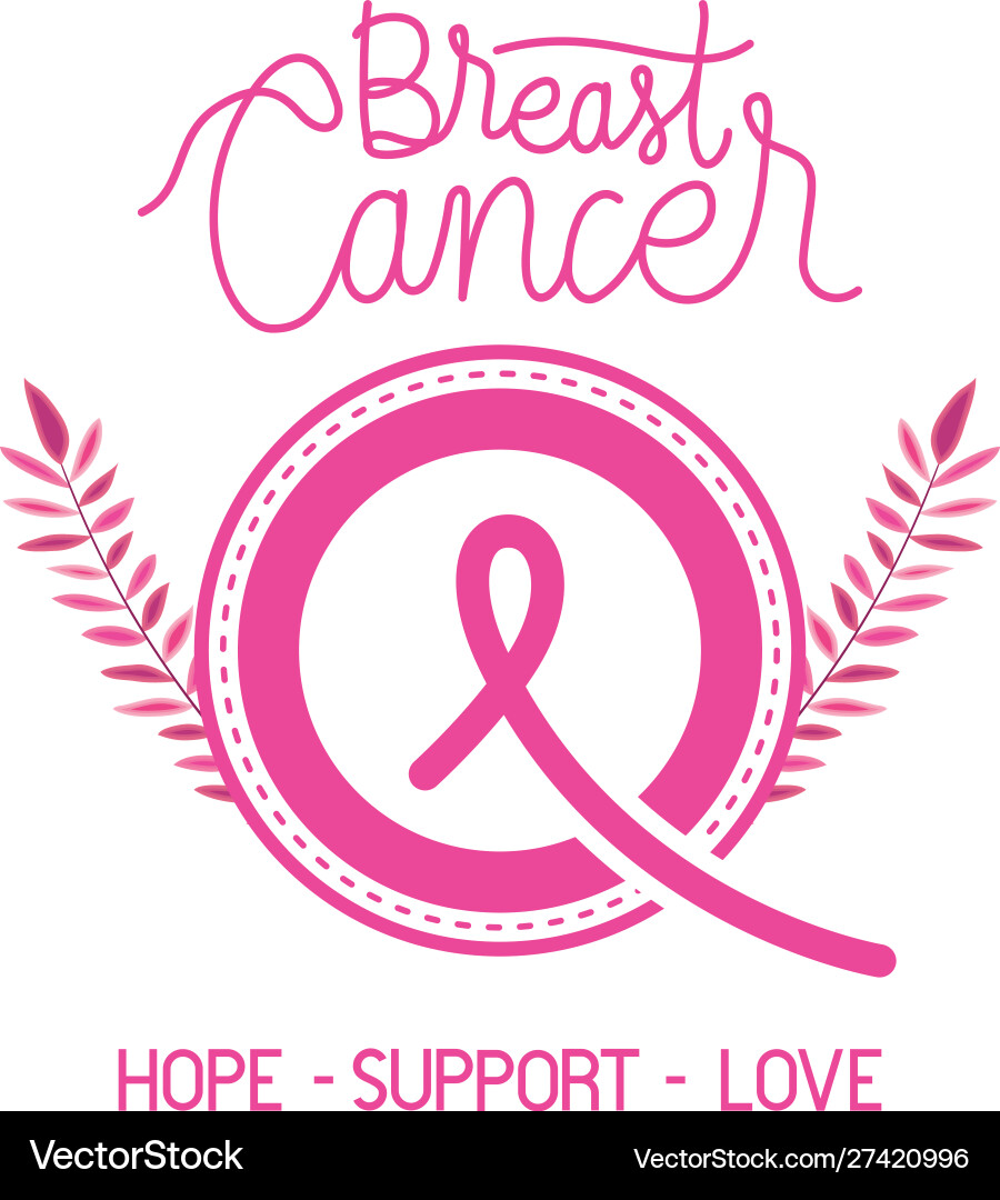 Circular frame with breast cancer ribbon Vector Image