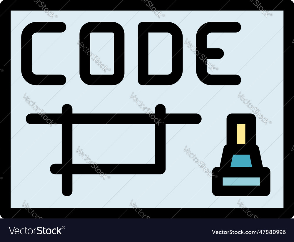 Cnc machine code icon flat Royalty Free Vector Image