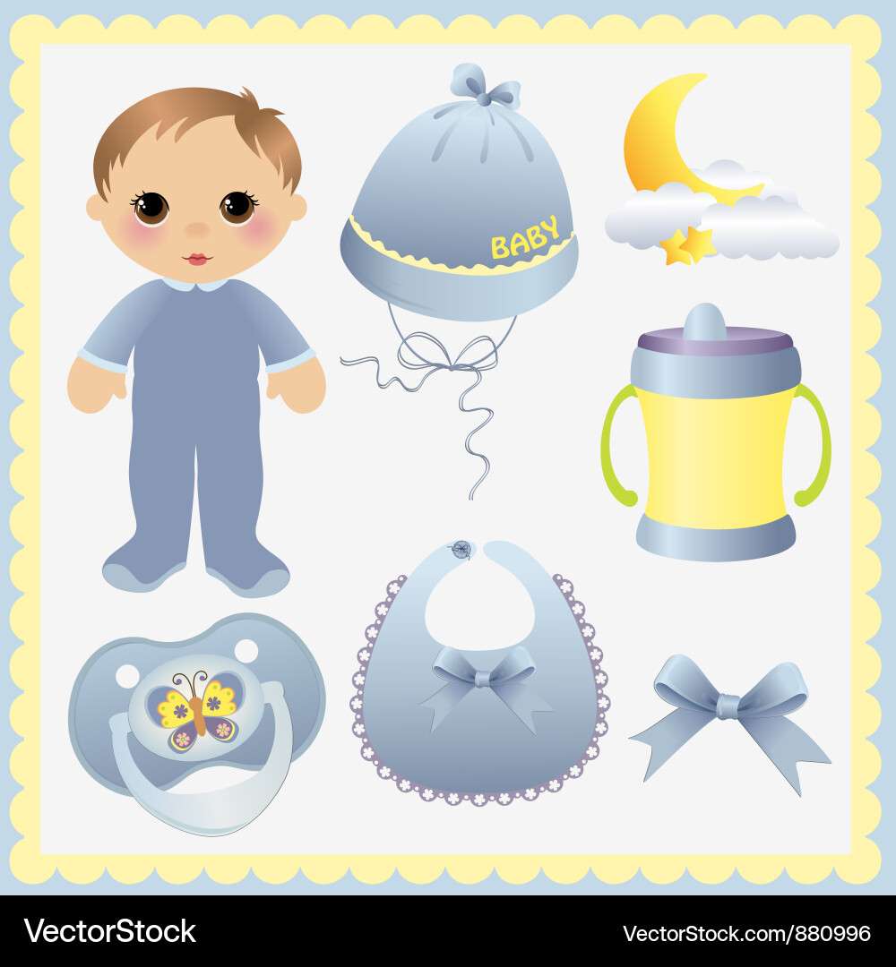 Cute collection of baby design elements Royalty Free Vector