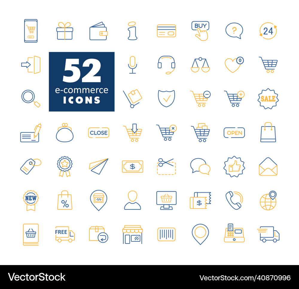 E-commerce set flat icons shopping and online Vector Image