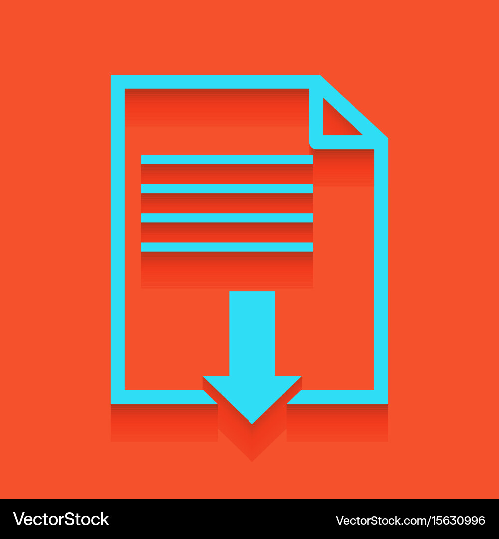 File download sign whitish icon on brick Vector Image
