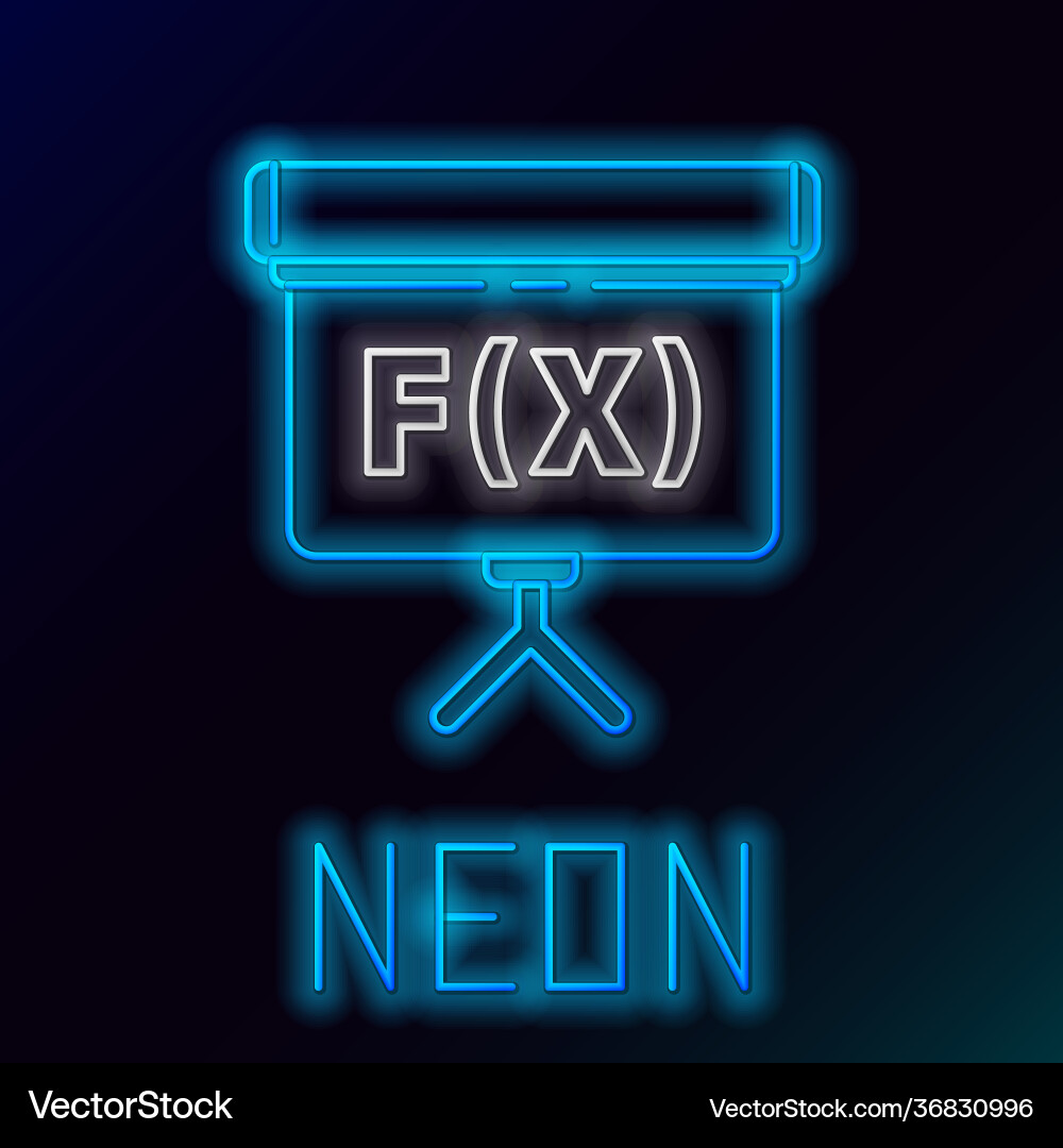 Glowing neon line chalkboard with function Vector Image