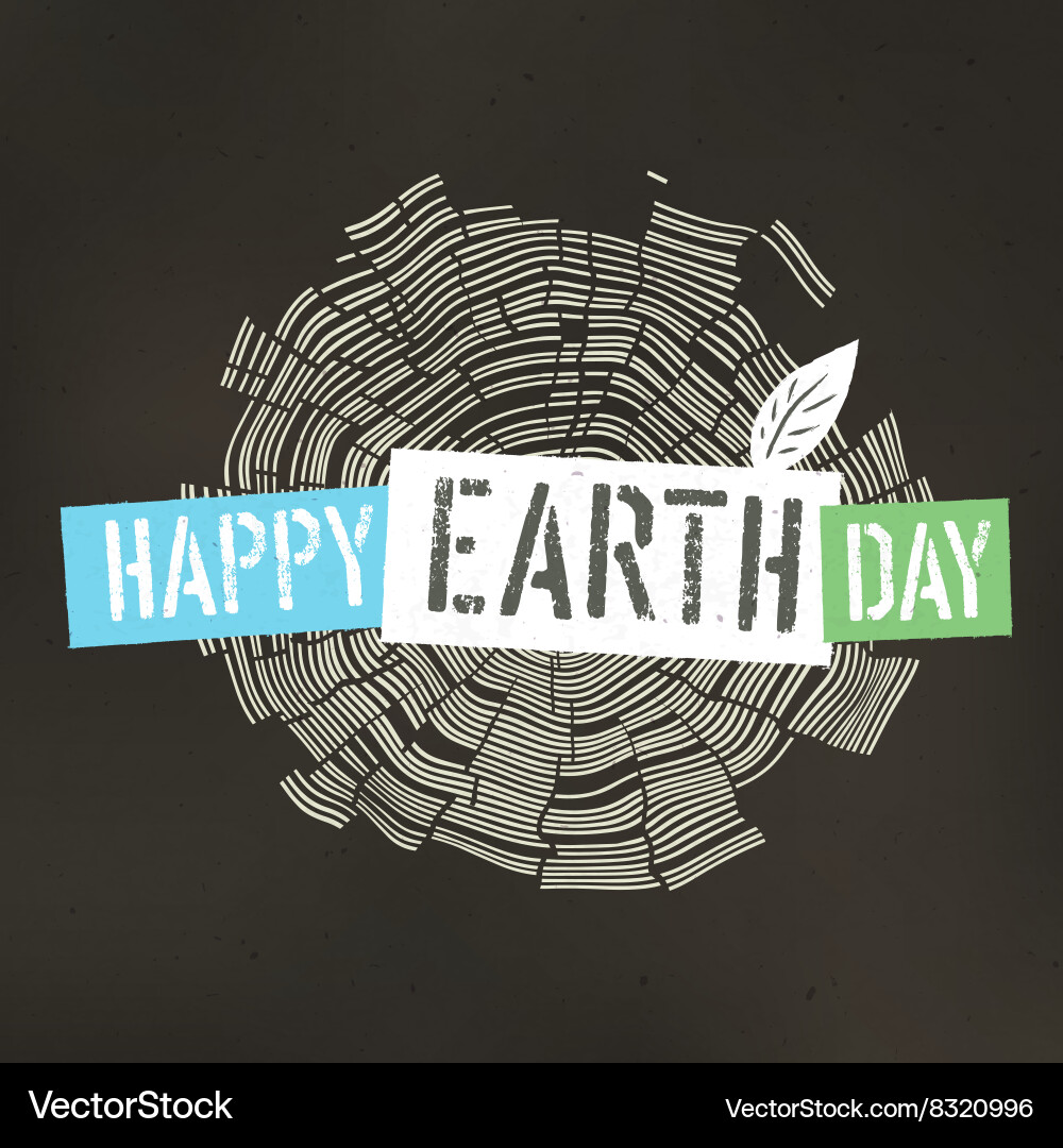 Happy earth day poster tree rings symbolic Vector Image