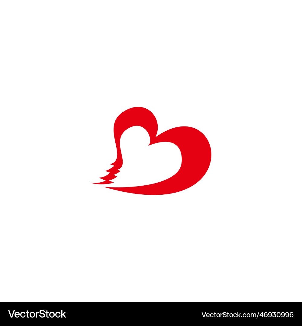 Letter b heart wind geometric symbol simple logo Vector Image