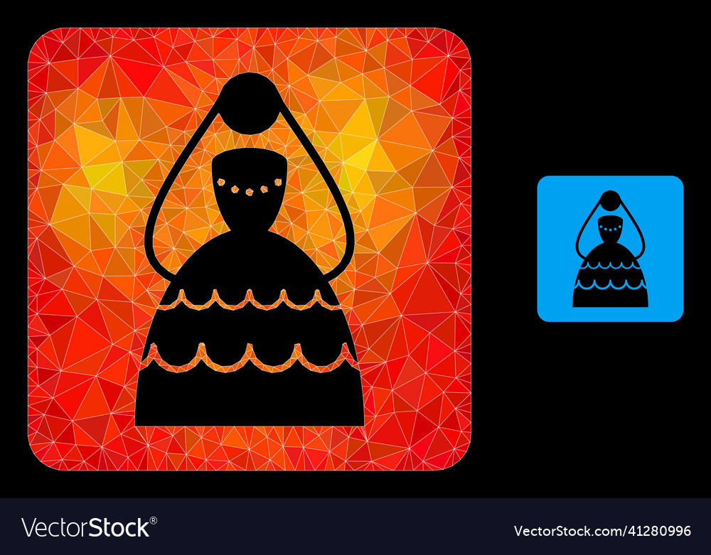 Lowpoly bride icon with flame gradient Royalty Free Vector