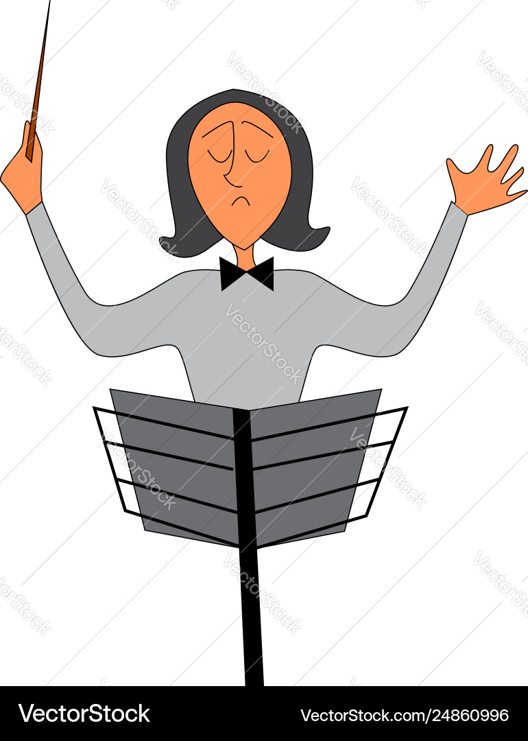 Portrait an orchestra conductor on white Vector Image