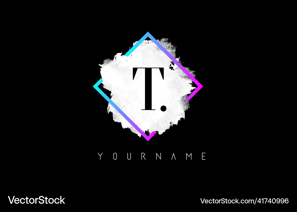 Purple t letter logo design with white stroke Vector Image