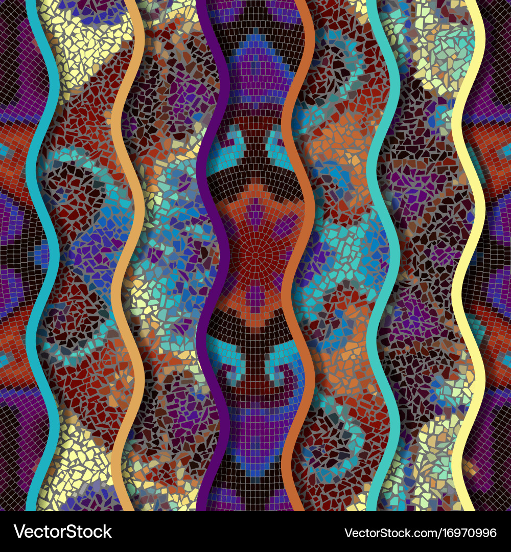 Relief waves of ornamental mosaic tile patterns Vector Image