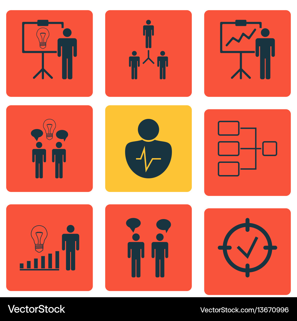 Set of 9 administration icons includes personal Vector Image