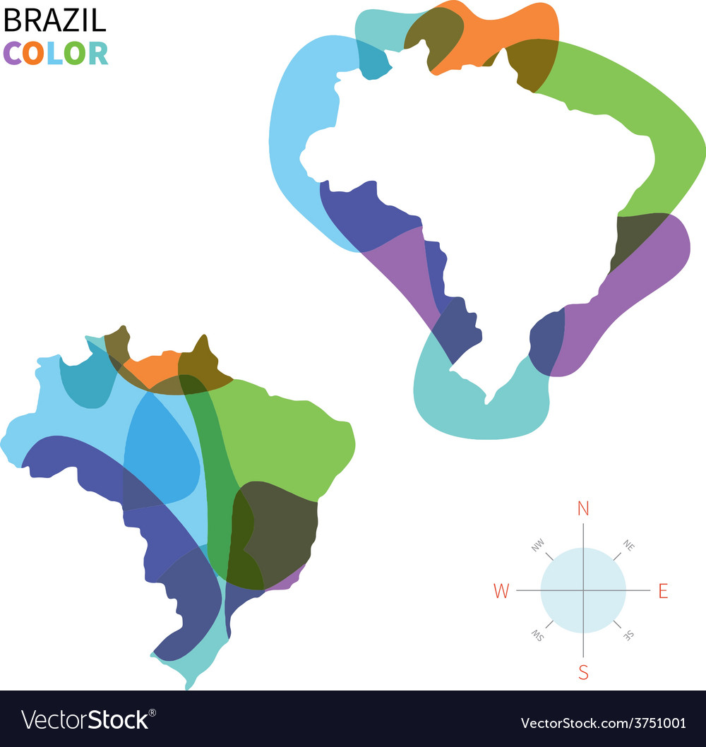 Abstract color map of brazil Royalty Free Vector Image
