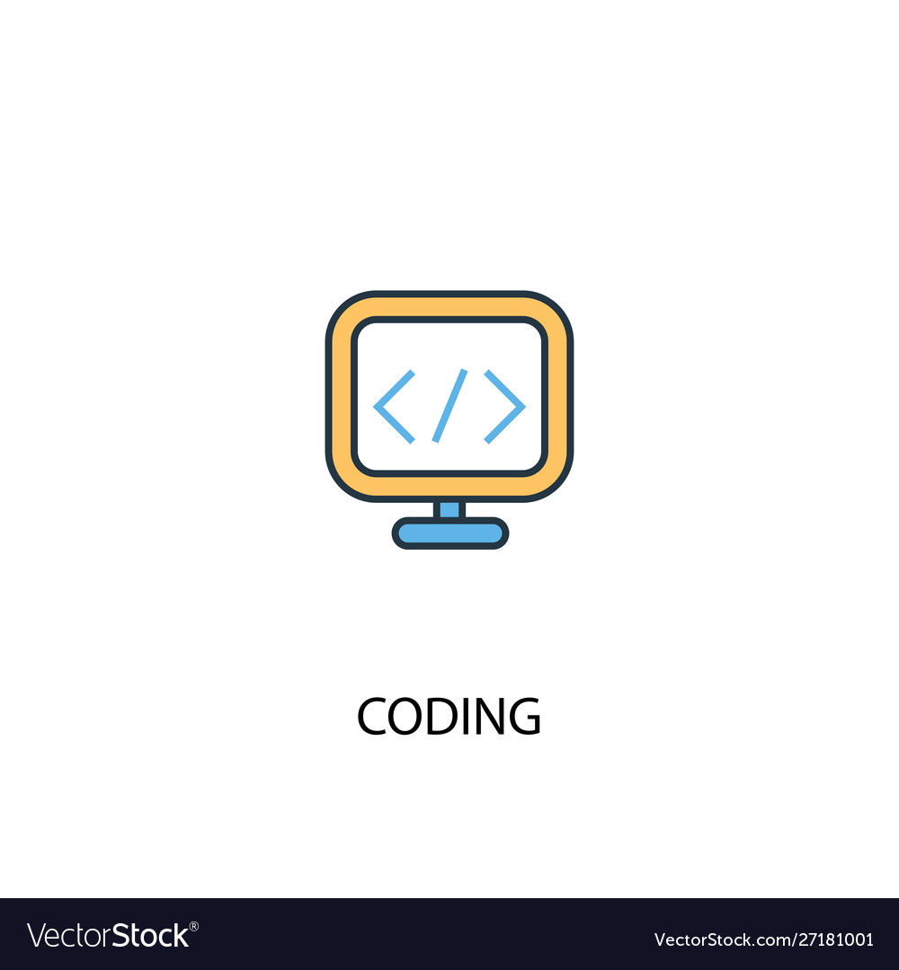 Coding concept 2 colored line icon simple yellow Vector Image