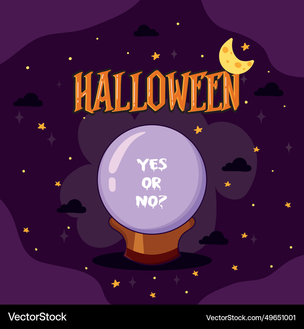 Colored halloween party poster with magic ball Vector Image