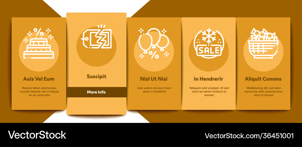 Cost reduction sale onboarding elements icons set Vector Image
