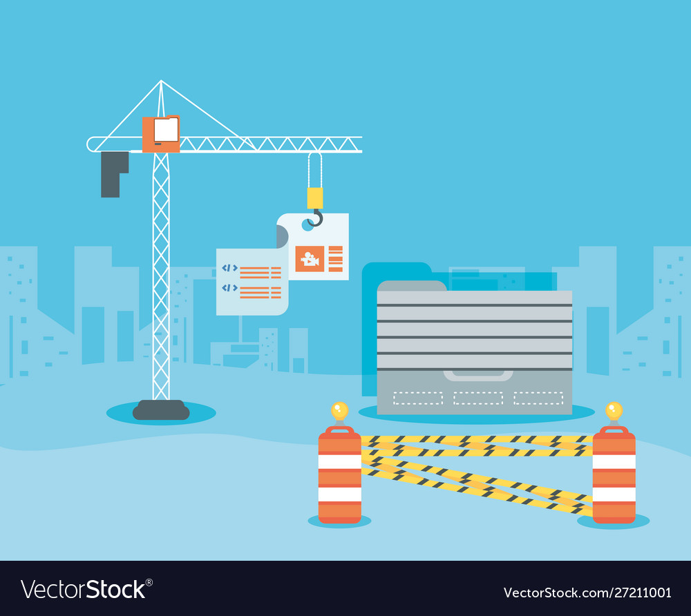 Data folder with webpage under construction Vector Image
