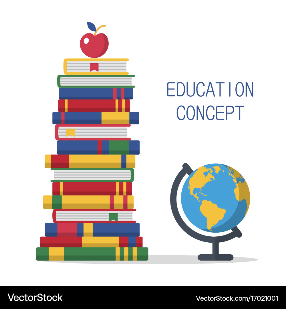 Education template design with books pile Vector Image