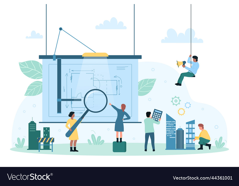 Engineering work architecture with tiny Royalty Free Vector