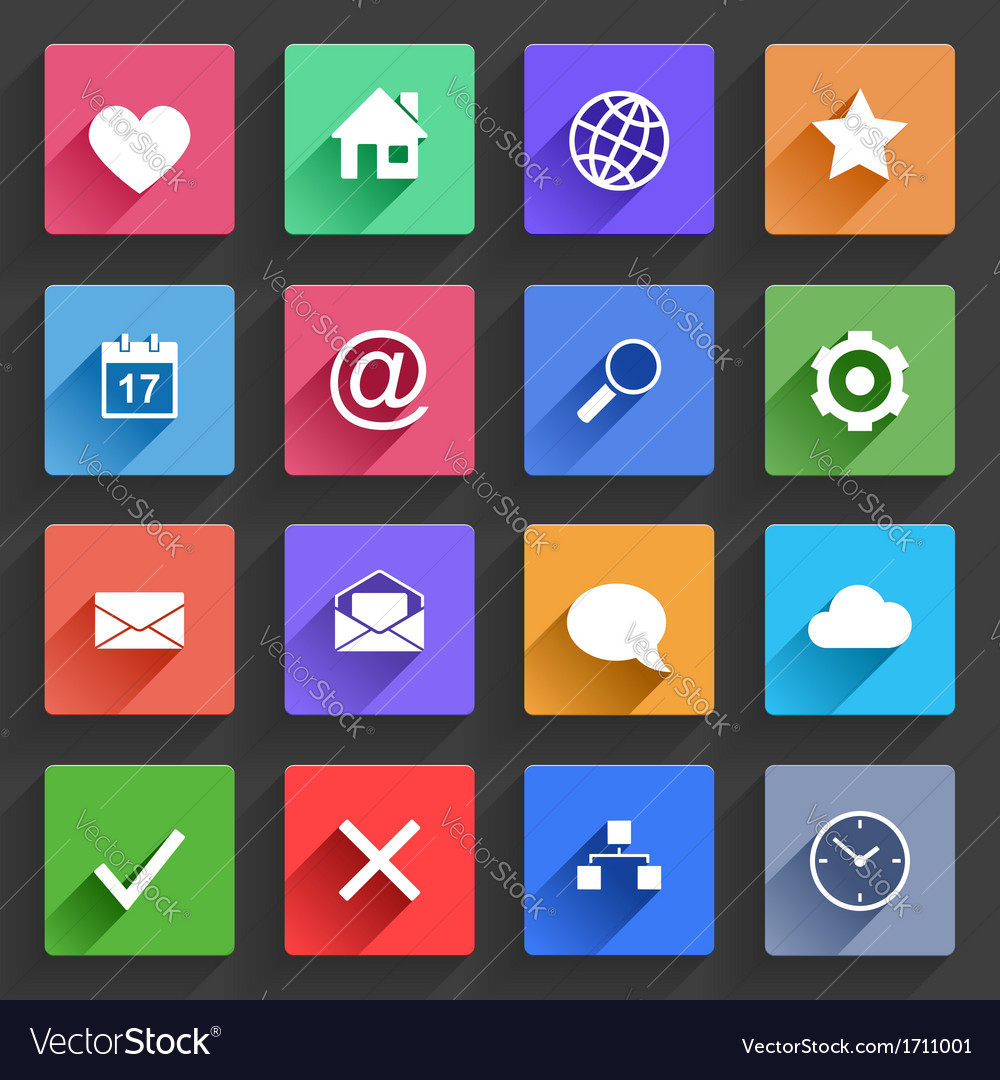Flat application icons set Royalty Free Vector Image Flat application icons set Royalty Free Vector Image